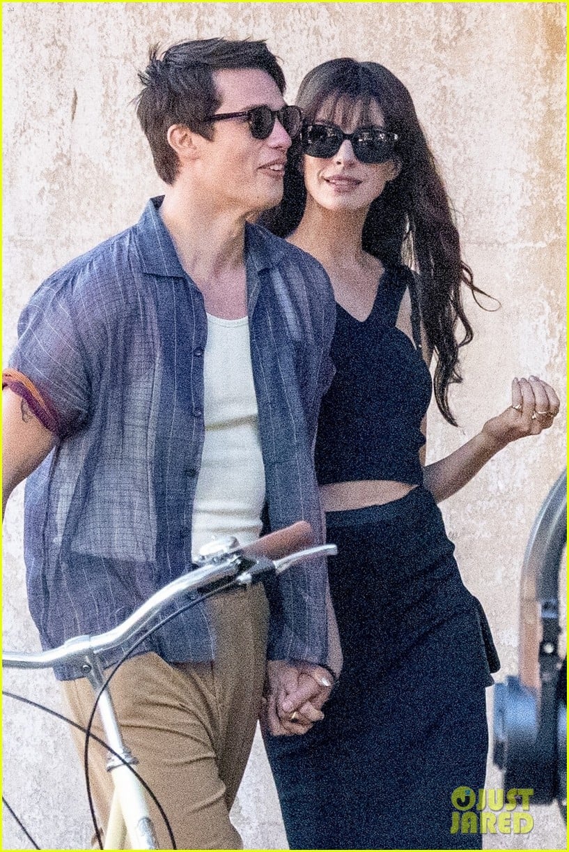 Nicholas Galitzine Wraps His Arm Around Anne Hathaway While Filming ...