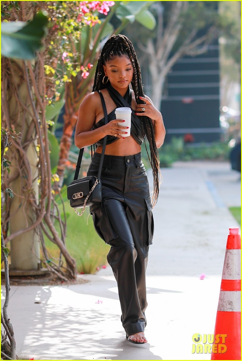 Halle Bailey Looks Cool in Leather Outfit While Out Getting Coffee ...