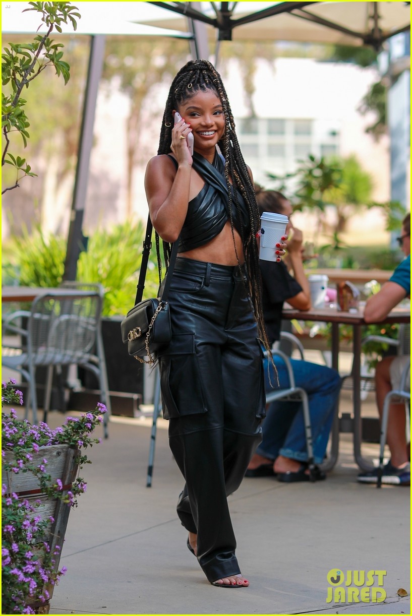 Halle Bailey Looks Cool in Leather Outfit While Out Getting Coffee ...