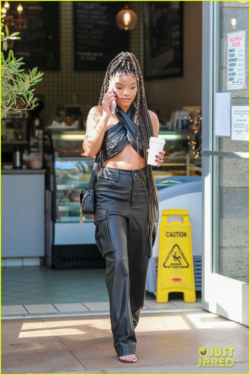 Halle Bailey Looks Cool in Leather Outfit While Out Getting Coffee ...