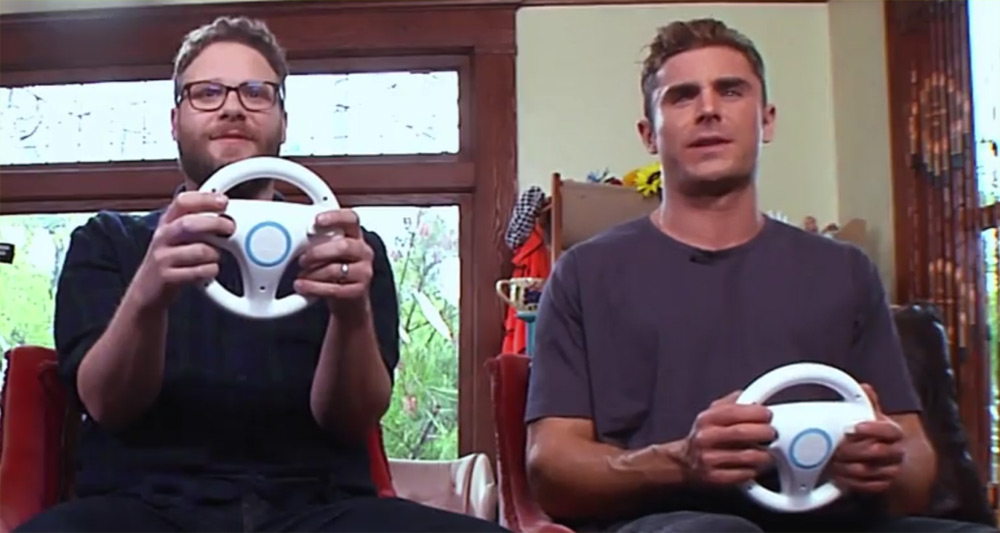 Zac Efron & Seth Rogen Battle Each Other in Mario Cart | Zac Efron ...