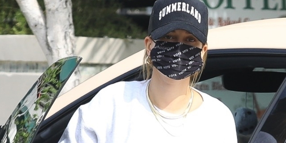Hailey Bieber Takes Part in Early Mail-In Voting After A Fitness Class ...