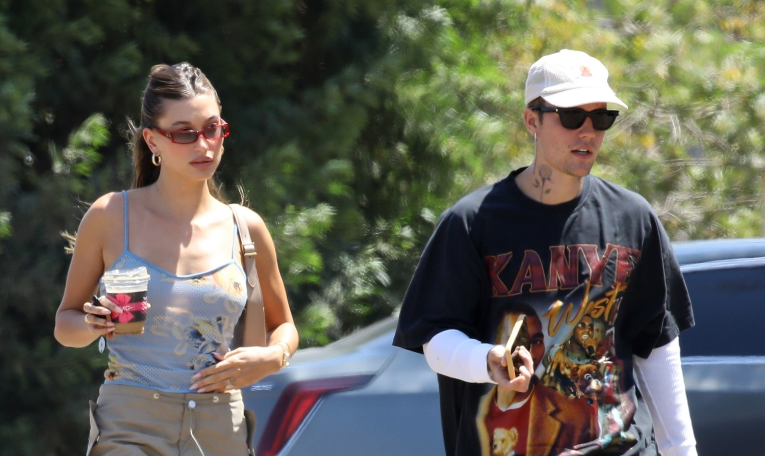 Justin Bieber Wears Kanye West Shirt While Attending a Party with Wife ...