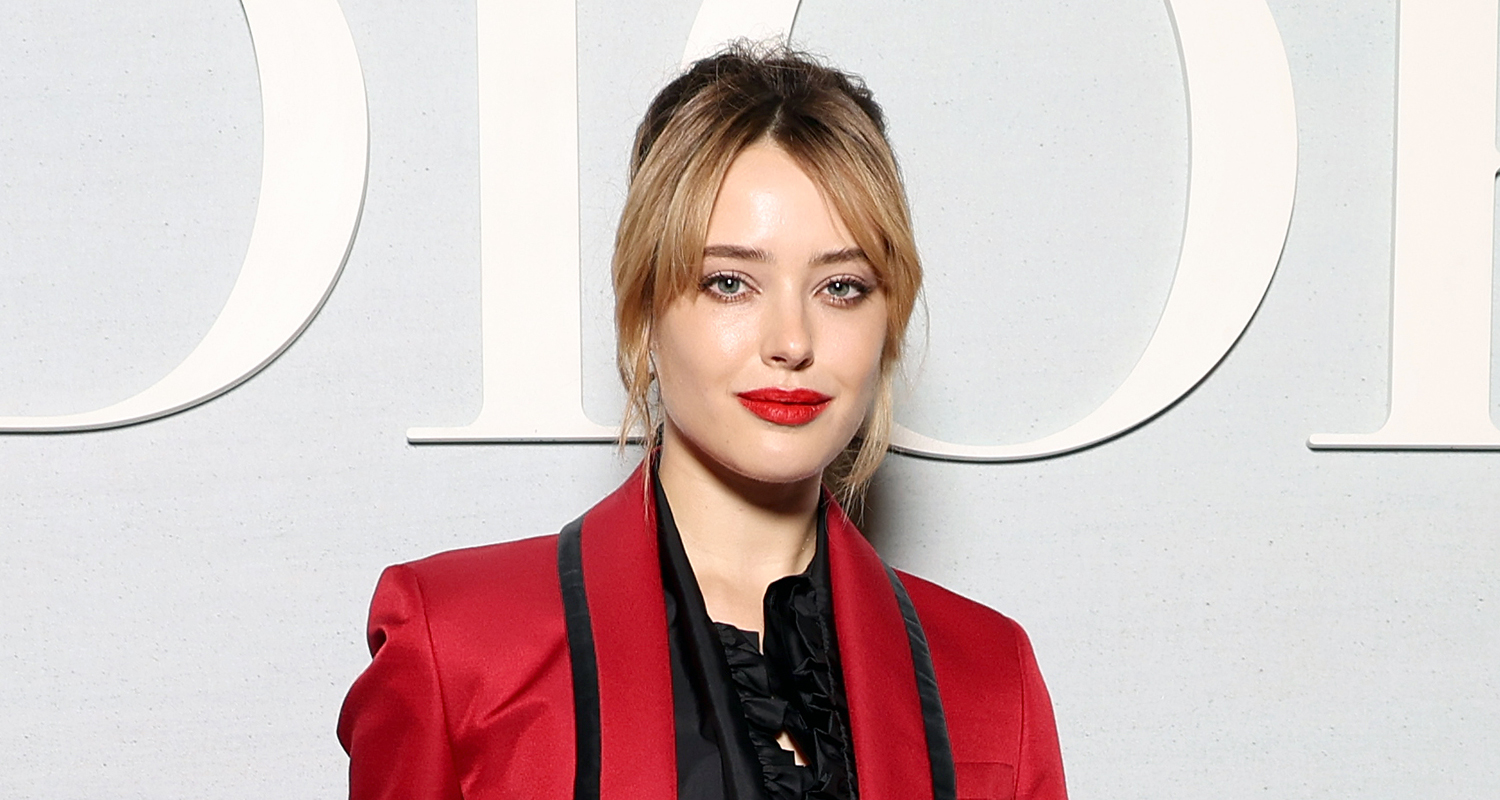 Katherine Langford Dons Red Suit For First Dior Fashion Show In Paris ...